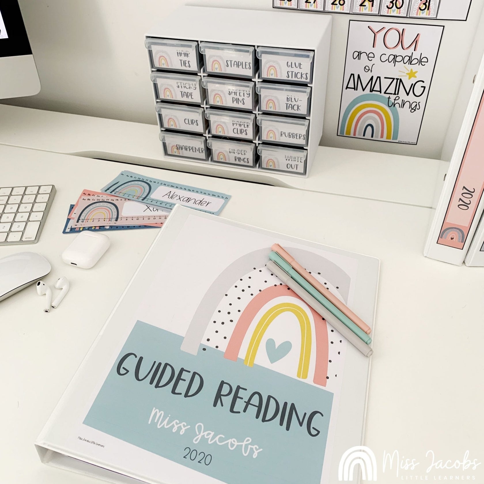 Modern Rainbow Calm Colors Classroom Decor - Miss Jacobs – Miss Jacobs ...