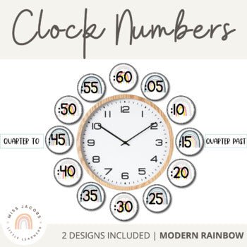 Clock Labels - Rainbow Calm Colors Decor
