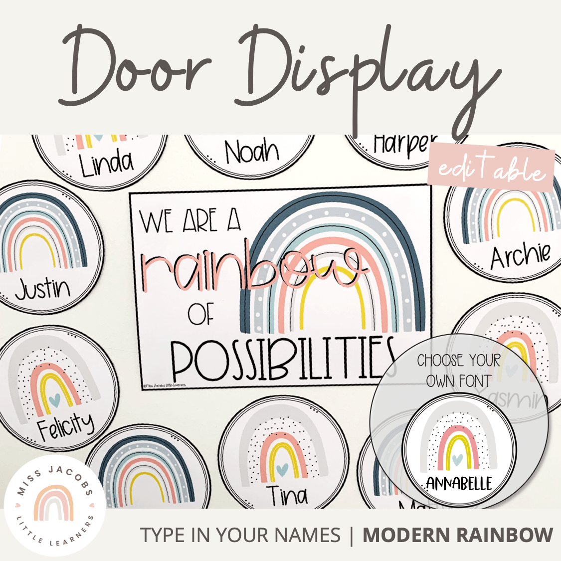 Door Display - Rainbow Calm Colors Decor
