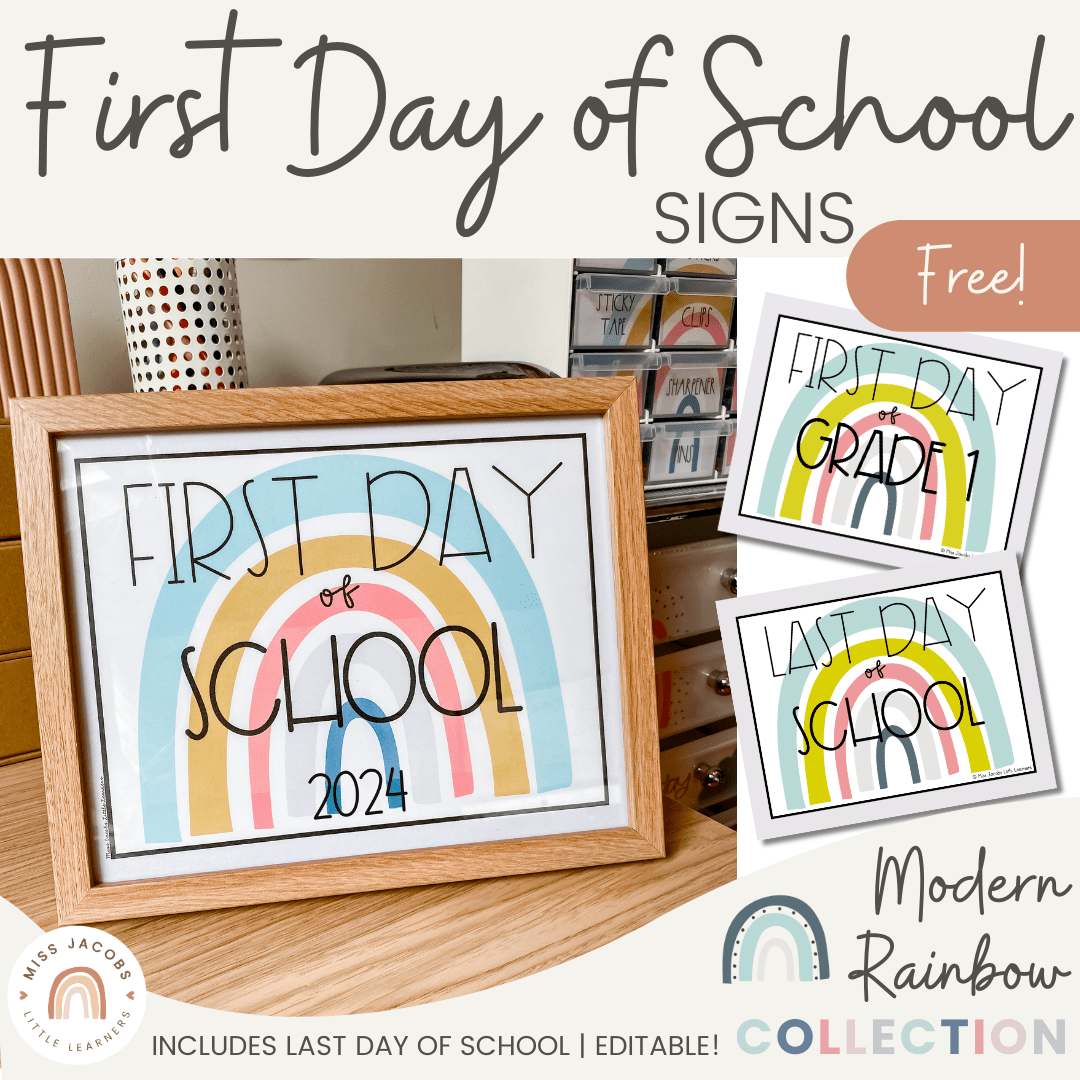 First Day of School Sign | Modern Rainbow