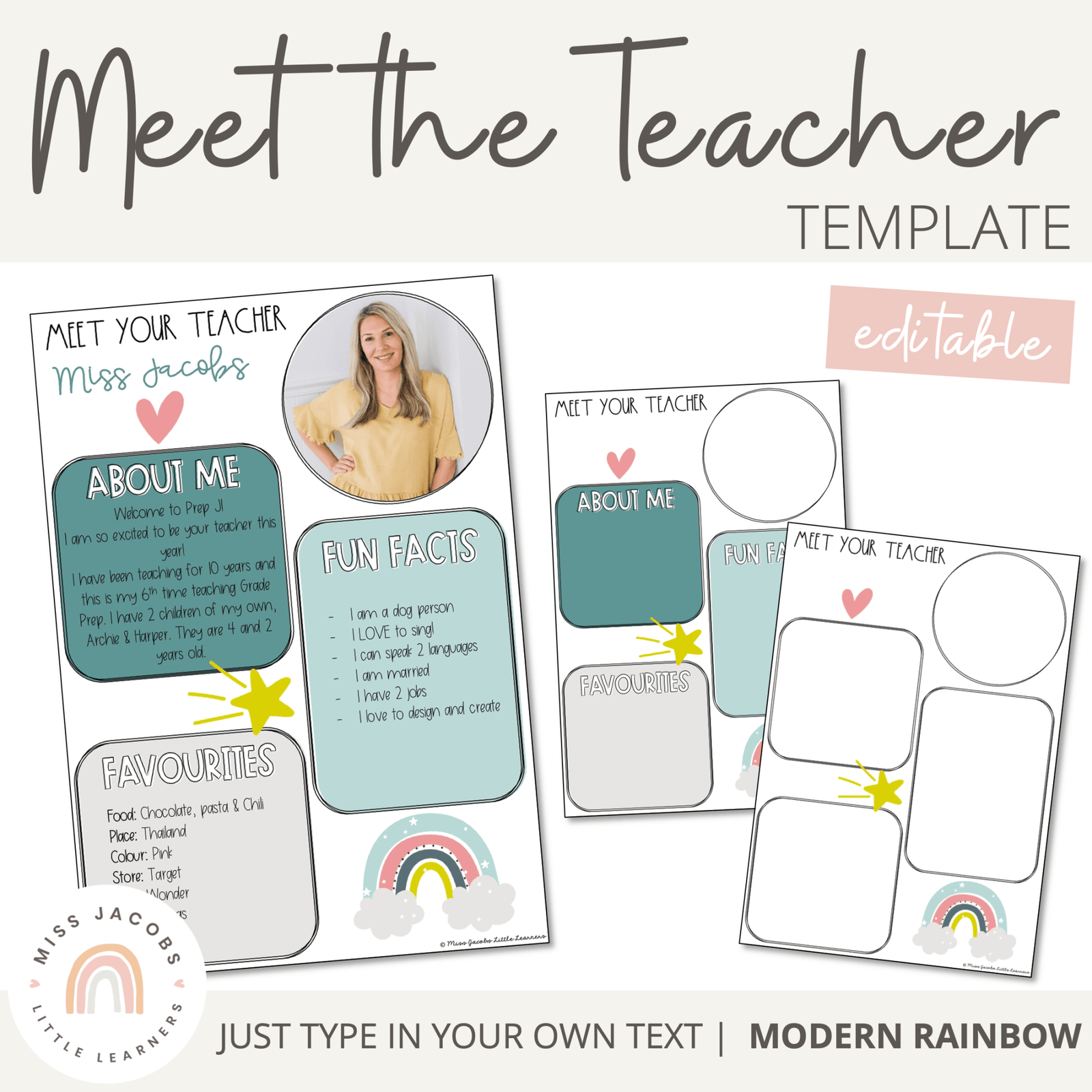 Meet the Teacher Templates - Rainbow Calm Colors