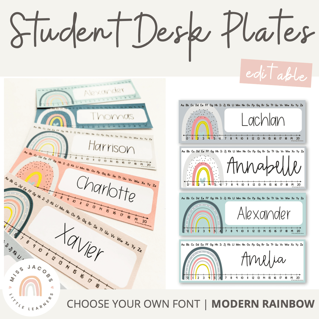 Student Desk Name Plates - Rainbow Calm Colors Decor – Miss Jacobs ...