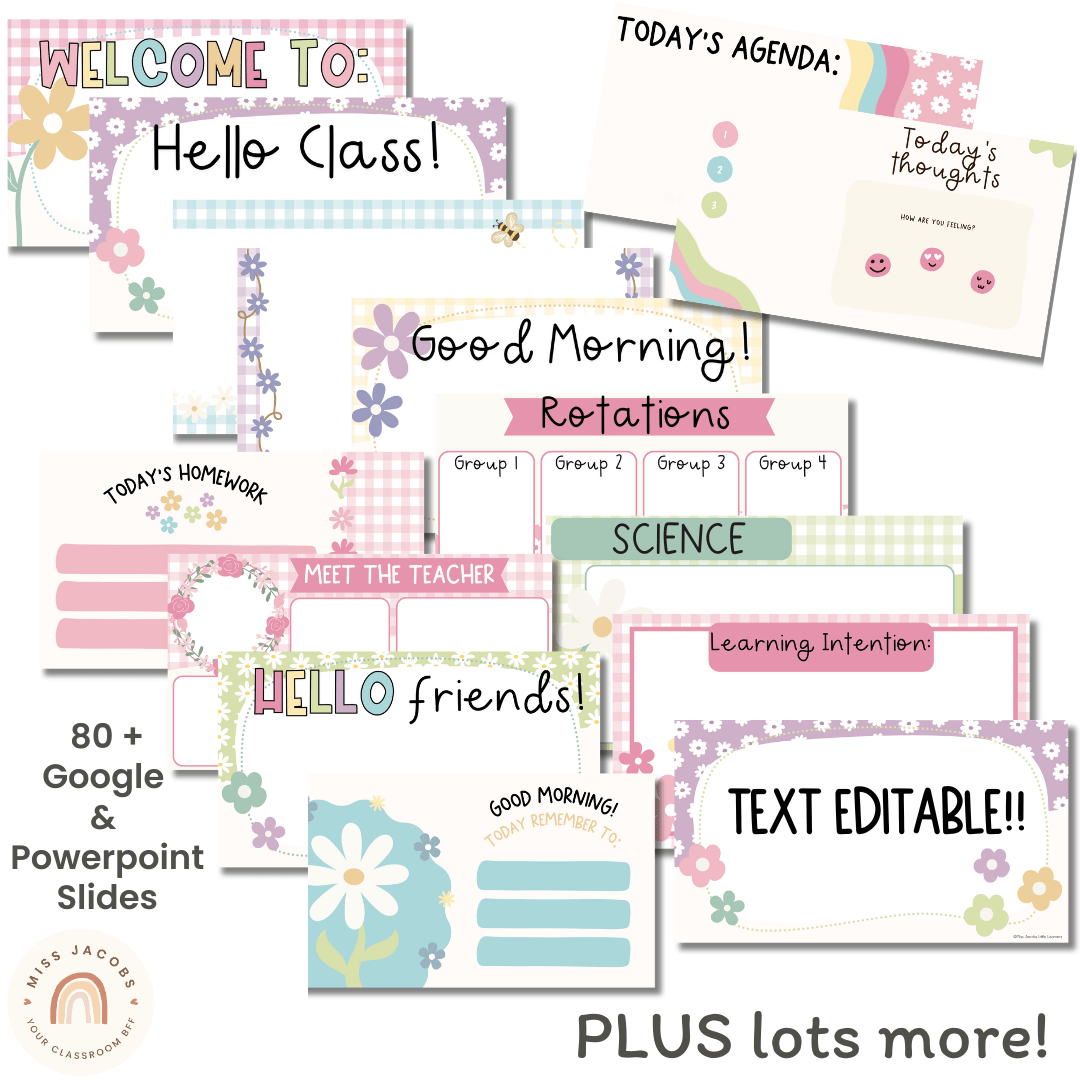 Morning Meeting Slides | Google Slides with Timers | Daisy Gingham Pas ...