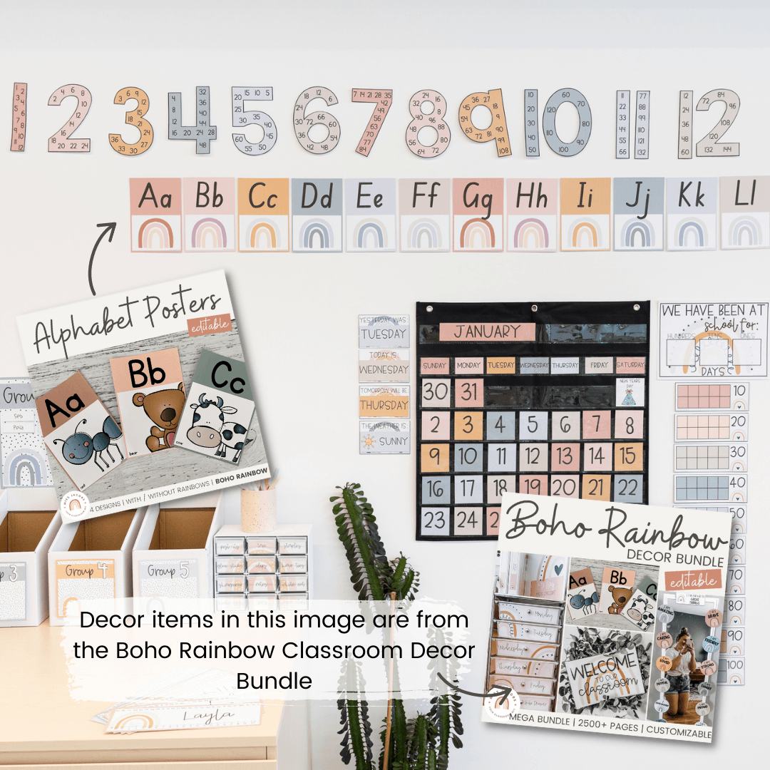 Alphabet Posters - Boho Rainbow Neutrals Classroom Theme - MJLL