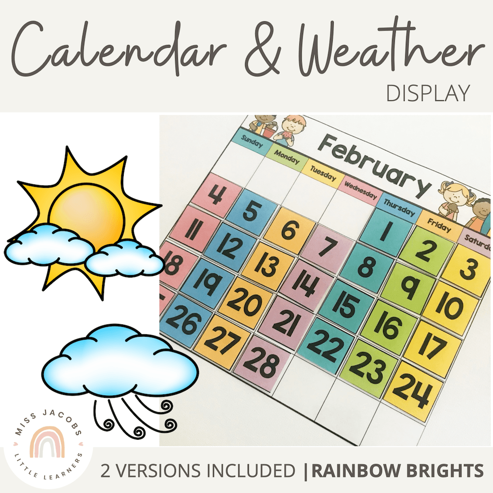 NSW Classroom Calendar and Weather Display | Rainbow Classroom Decor