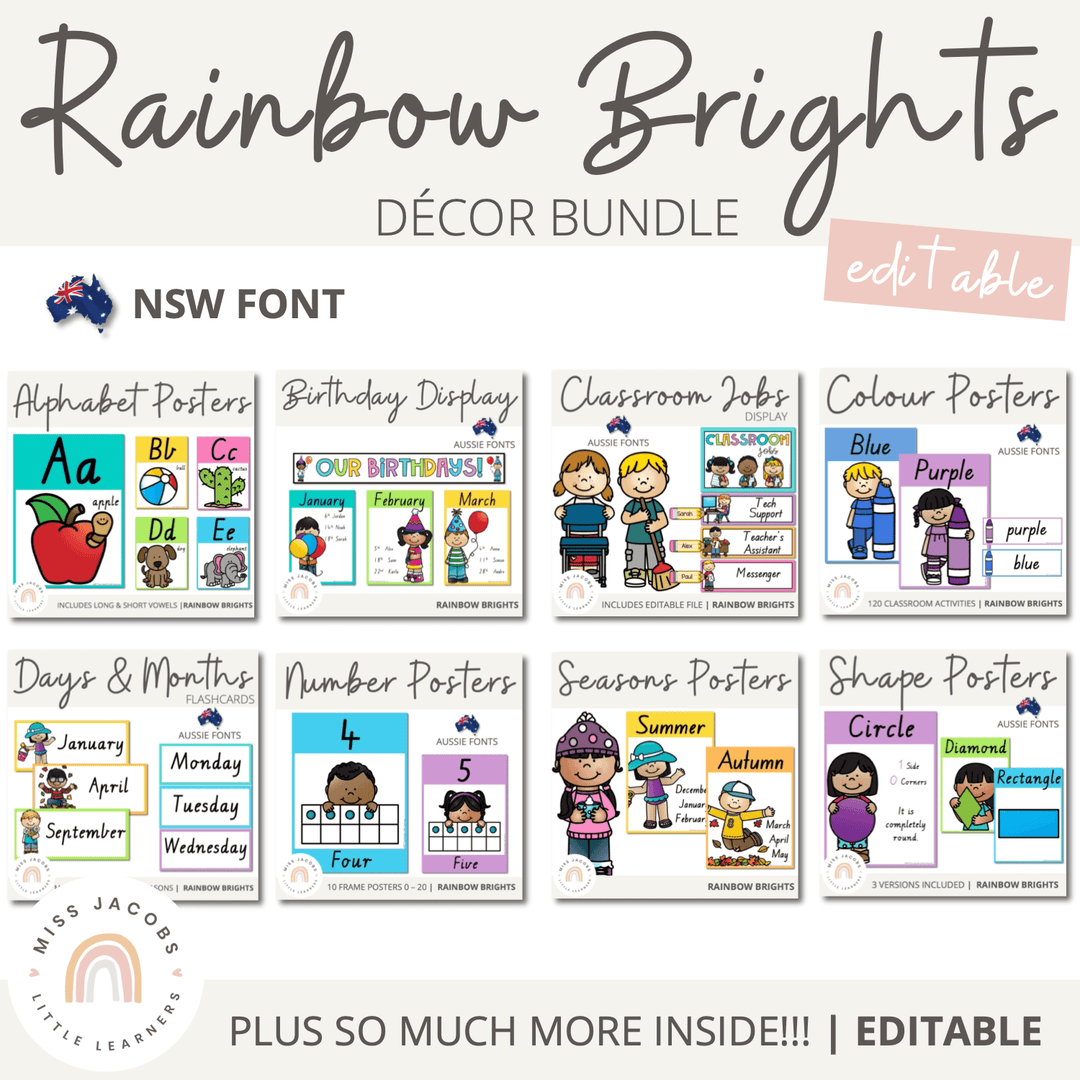 Rainbow Brights Classroom Decor – Miss Jacobs Little Learners
