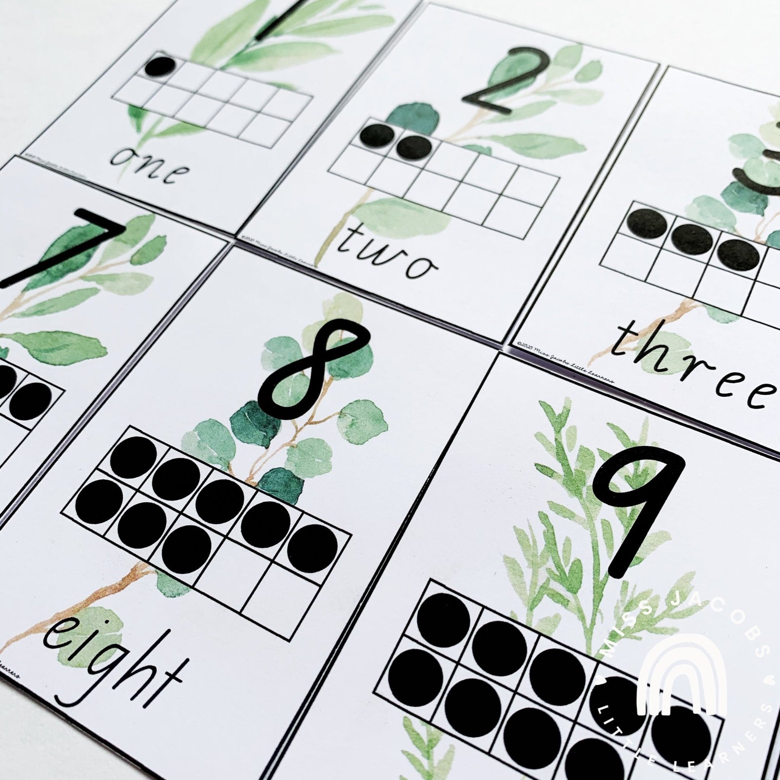 Number Posters with Ten Frames - Botanical Decor
