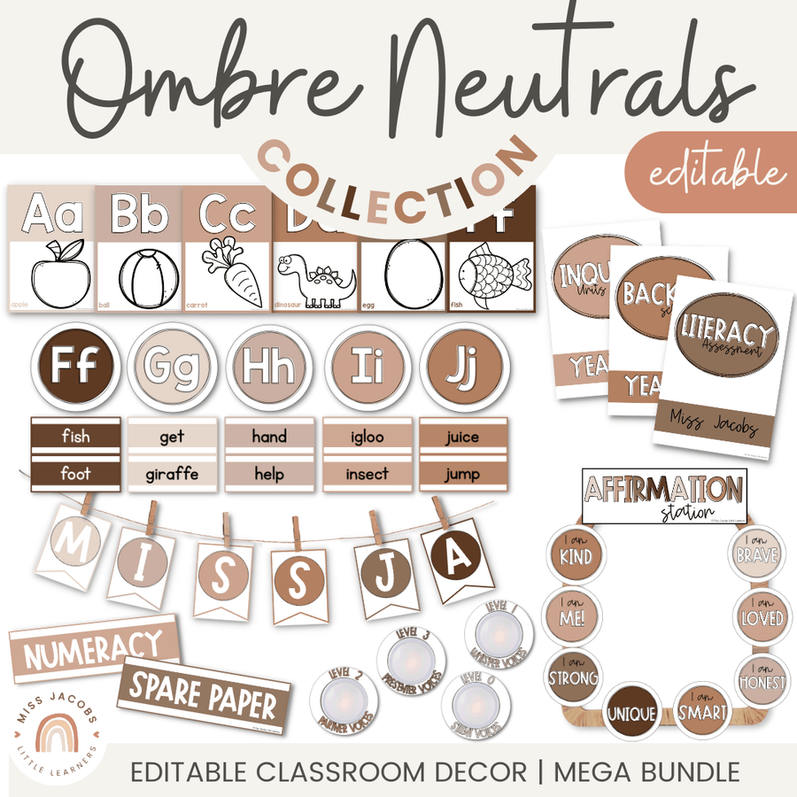 Ombre Neutrals Classroom Collection - Miss Jacobs Little Learners ...