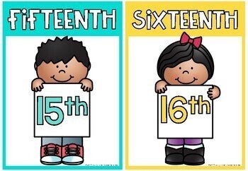 Ordinal Number Posters - Rainbow Classroom Decor