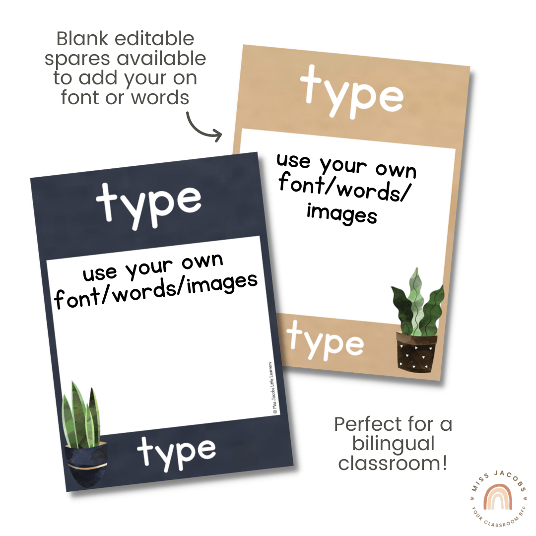Phonics Posters - Boho Plants Classroom Decor