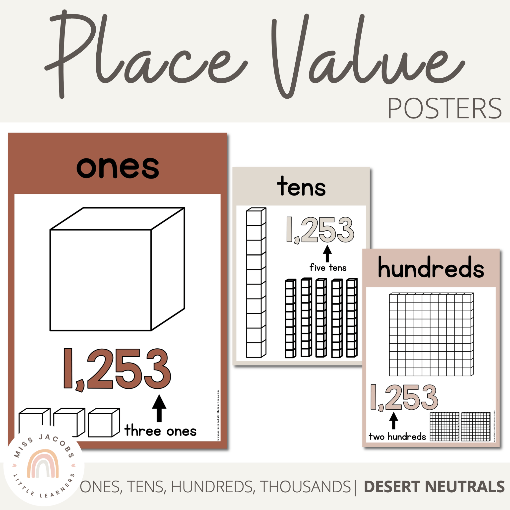 Place Value Posters | DESERT NEUTRALS | Boho Vibes Classroom Decor
