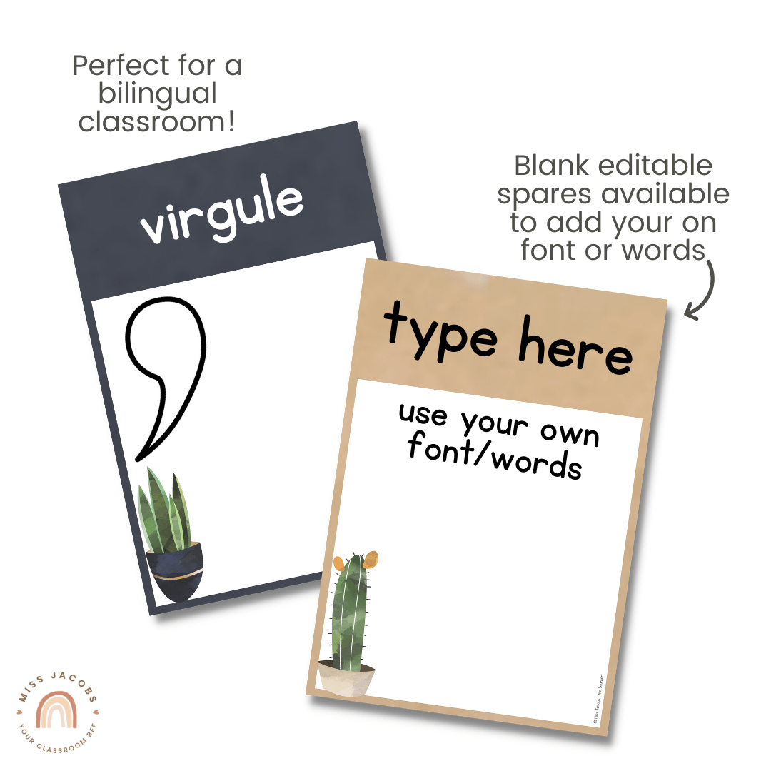 Punctuation Posters - Boho Plants Classroom Decor