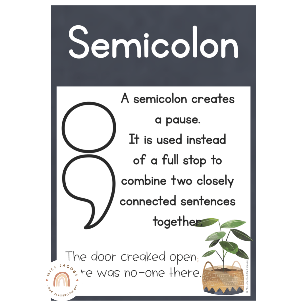 Punctuation Posters - Boho Plants Classroom Decor