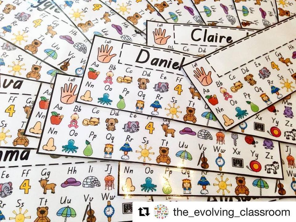 QLD Beginners Font | Alphabet Desk Strips with Numbers | Student Name ...