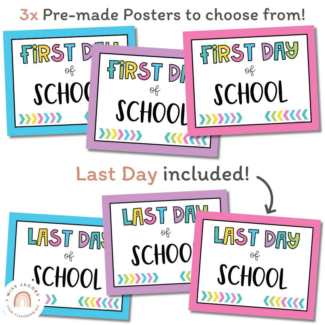 First Day of School Signs | Rainbow Brights