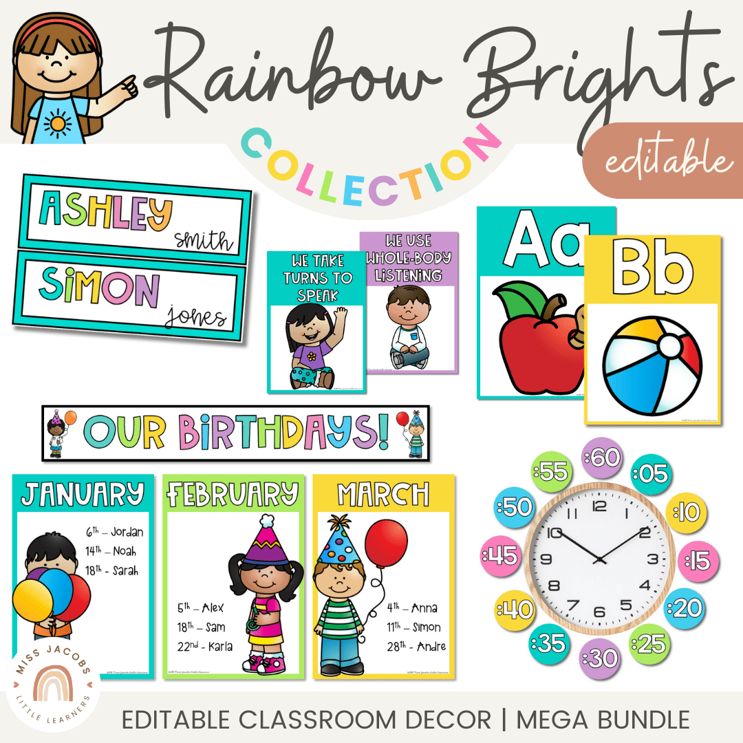 Rainbow Classroom Decor Bundle