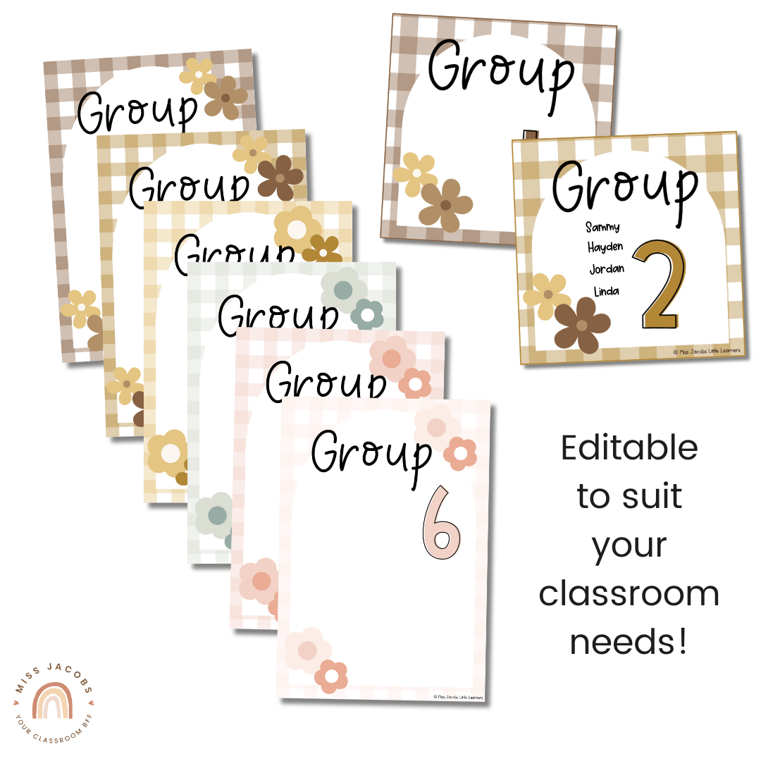 Reading Groups Organizers & Labels | Daisy Gingham Neutrals Classroom ...
