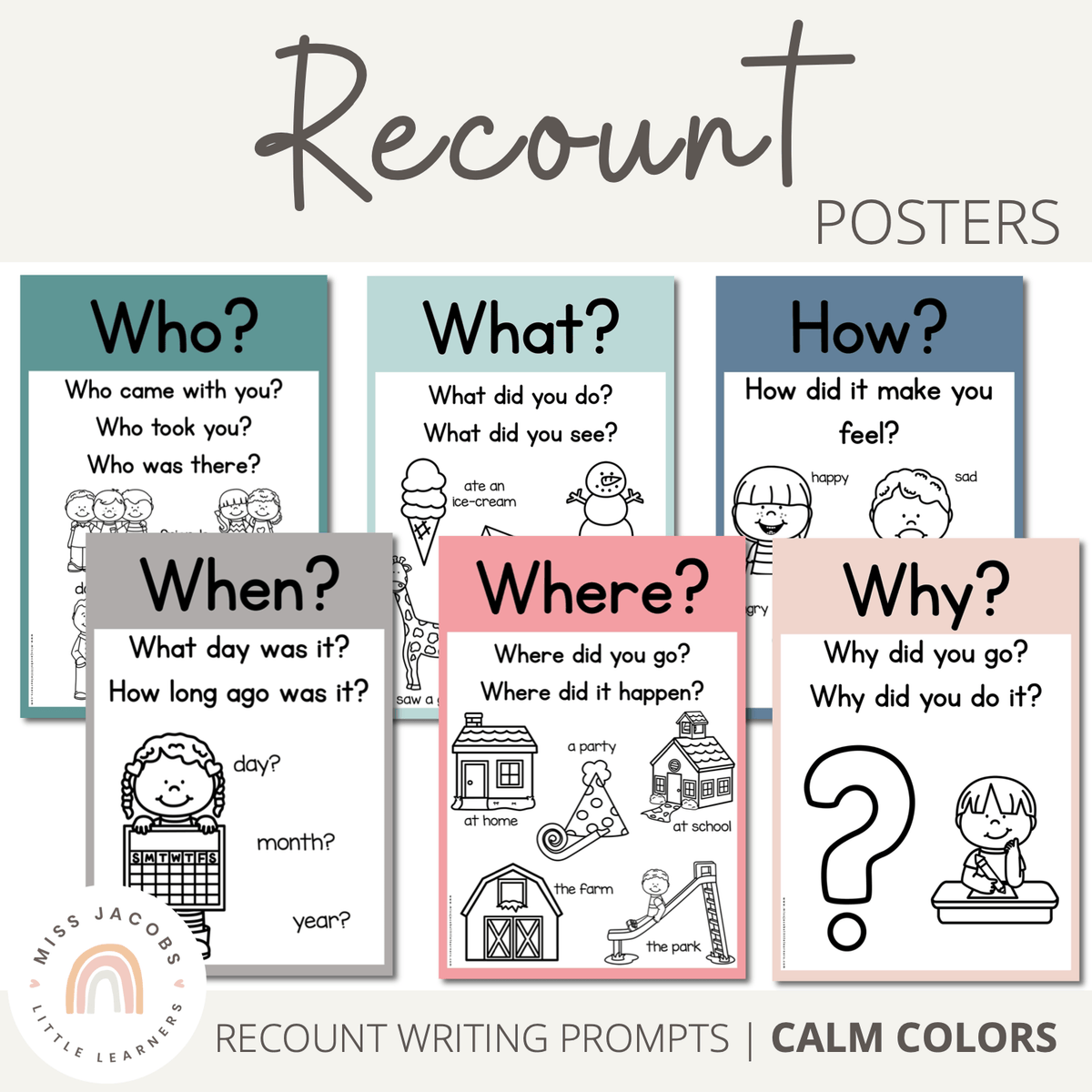 Recount Posters - Rainbow Calm Colors – Miss Jacobs Little Learners
