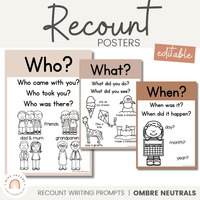 Recount Posters | Ombre Neutral English Classroom Decor