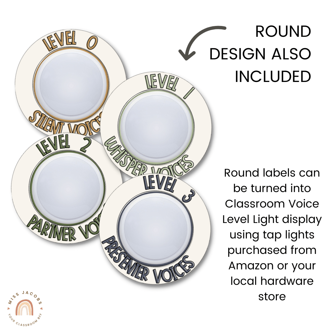 Rustic Boho Plants Classroom Voice and Noise Level Displays | Editable ...