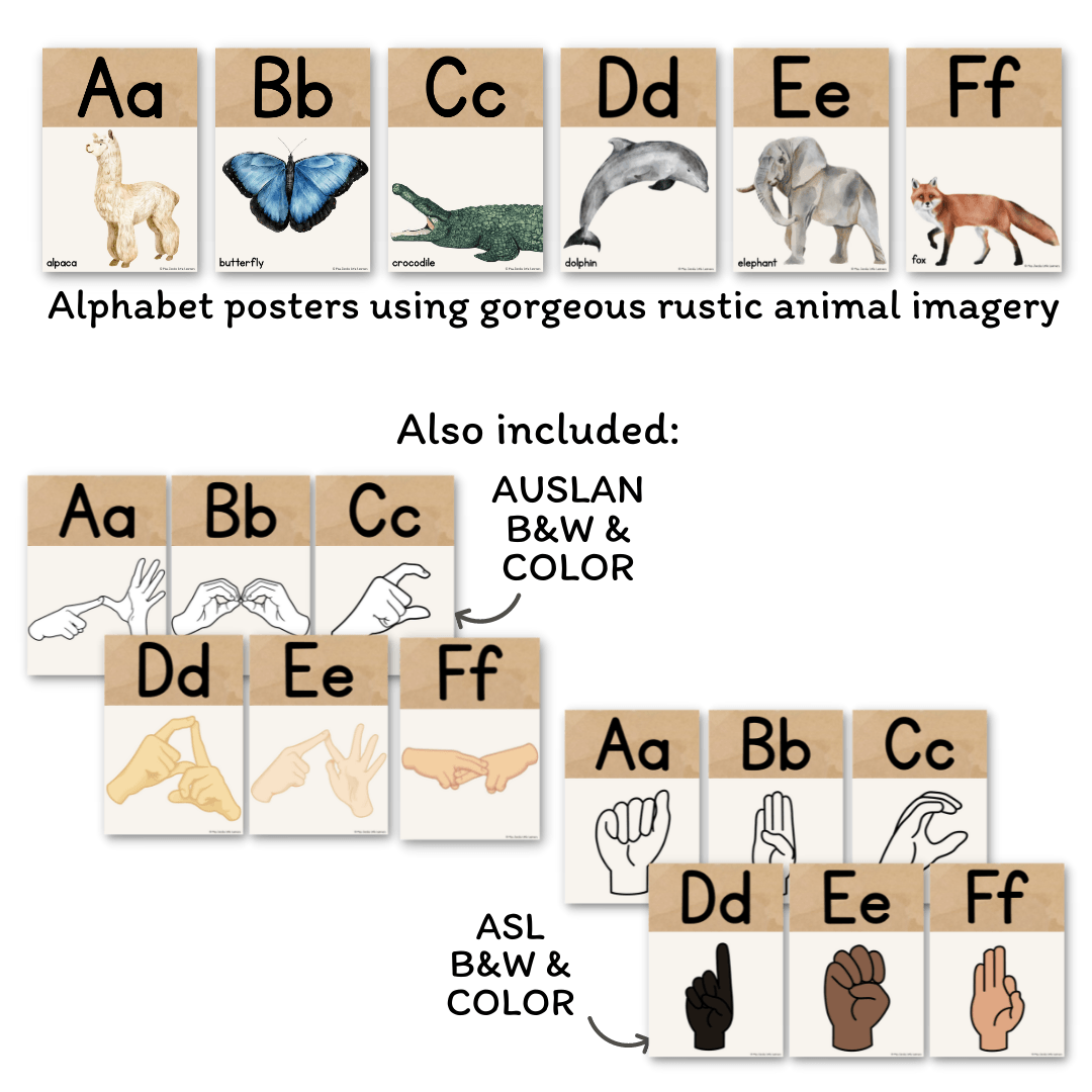 Animal Alphabet Posters - Boho Plants Decor