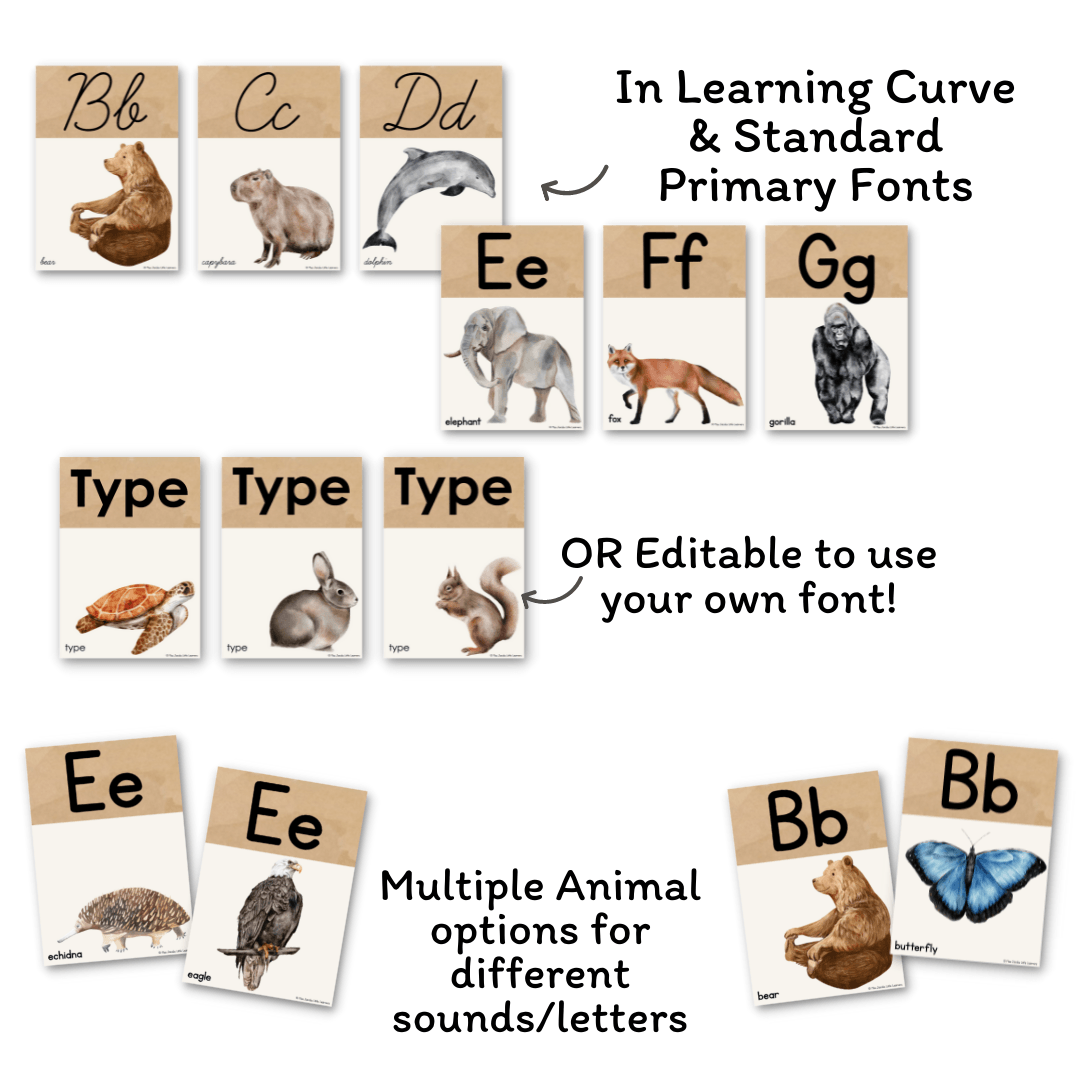 Animal Alphabet Posters - Boho Plants Decor