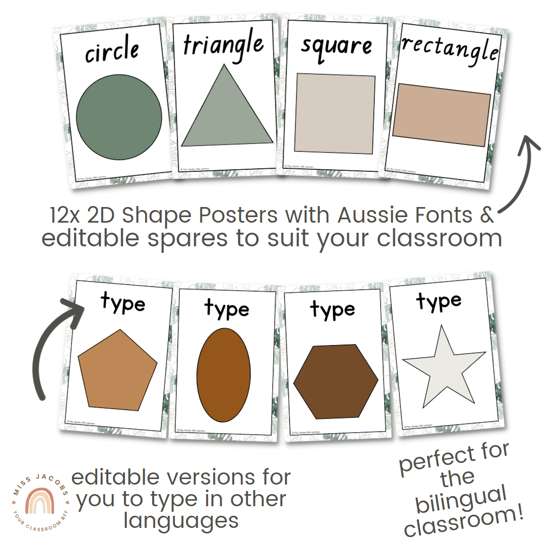 Shape Posters - Modern Jungle Classroom Decor