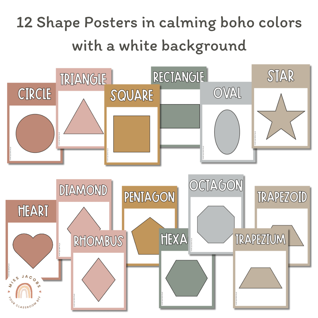Shape Posters | Modern Simple Boho Classroom Decor | Editable