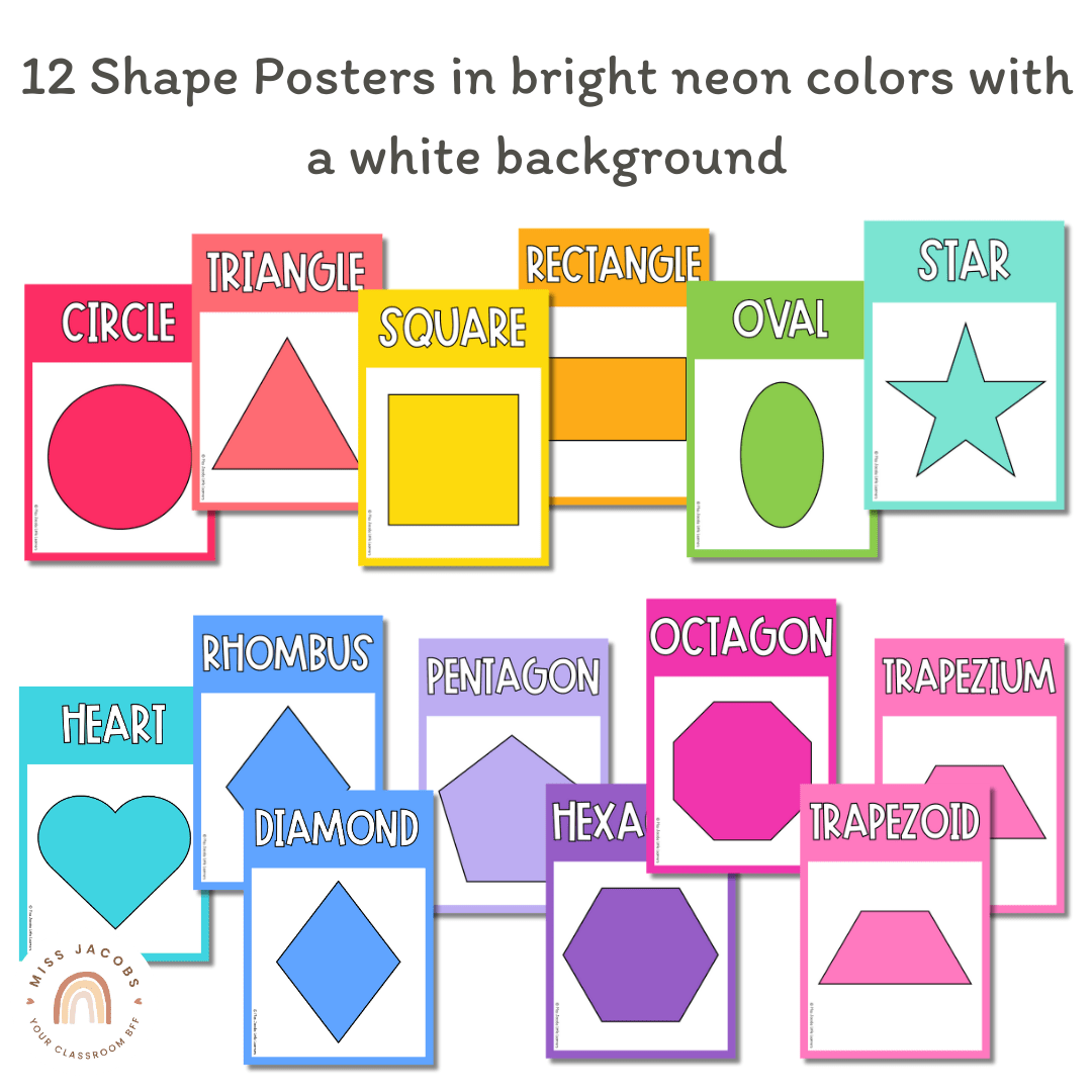 Shape Posters | Modern Simple Brights | Rainbow Classroom Decor | Edit