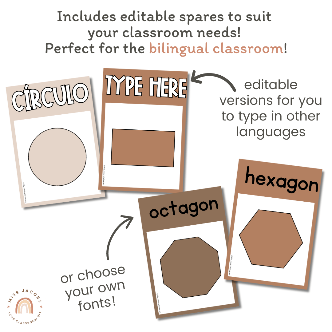 Shape Posters | Ombre Neutrals Calm Classroom Decor | Editable ...