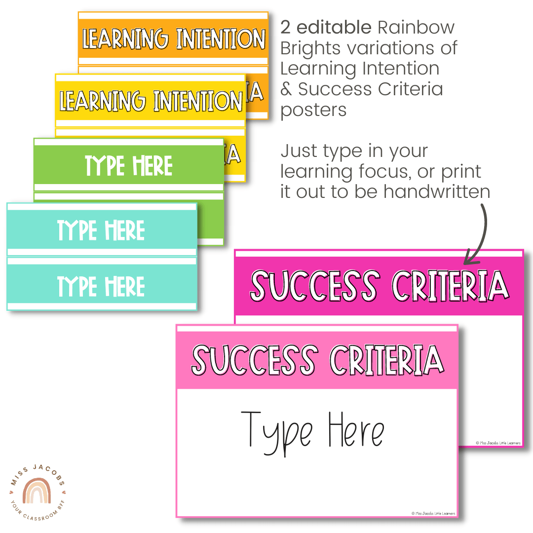 Simply Bright Classroom Decor - Neon Rainbow Colors - Miss Jacobs