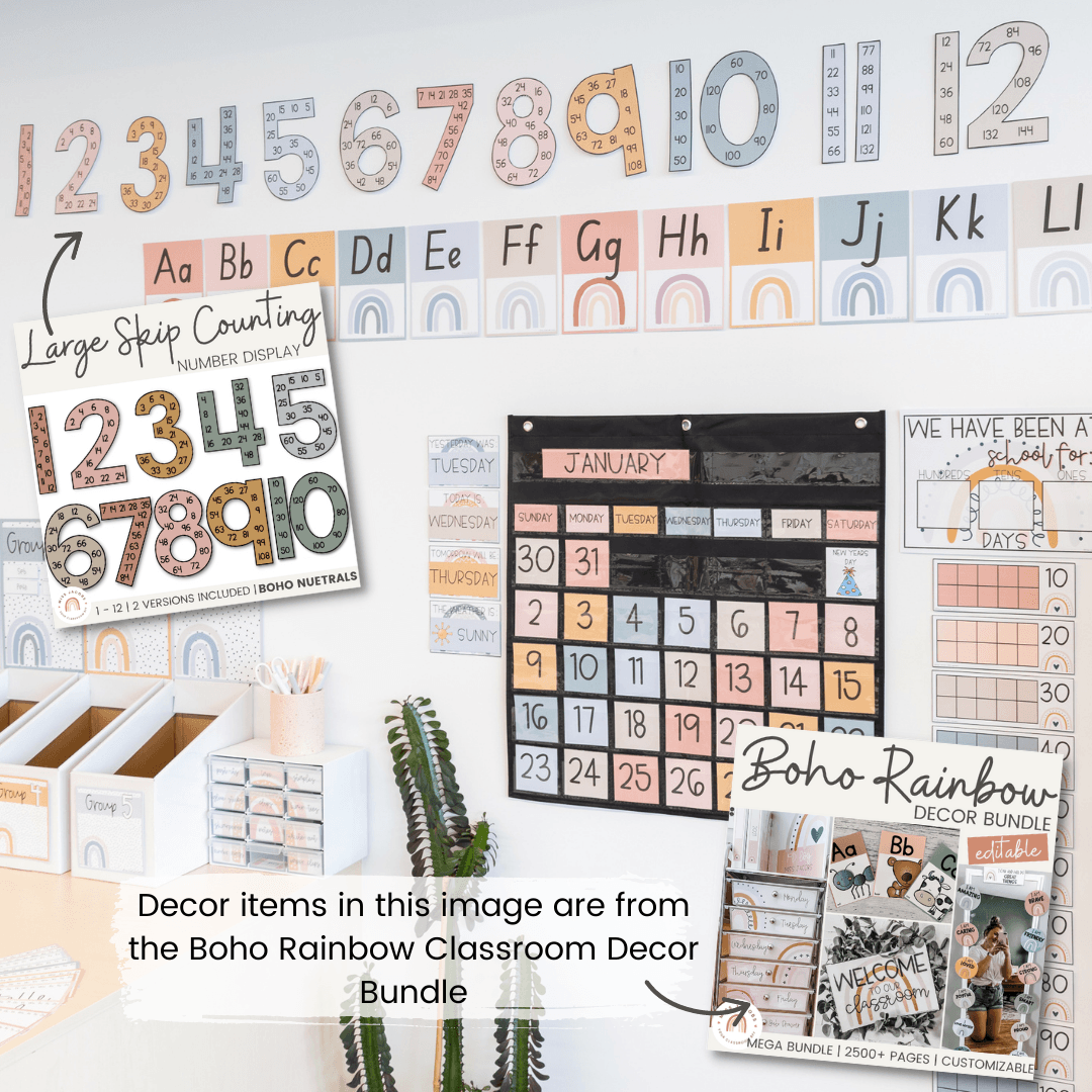 Skip Counting Large Number Display - Boho Neutrals Theme - MJLL