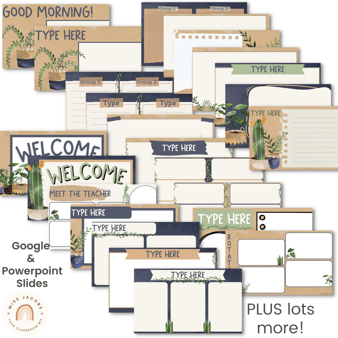 Google Morning Slides & PowerPoint Templates - Boho Plants Theme
