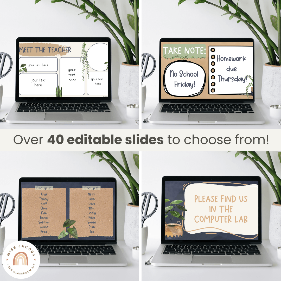 Google Morning Slides & PowerPoint Templates - Boho Plants Theme