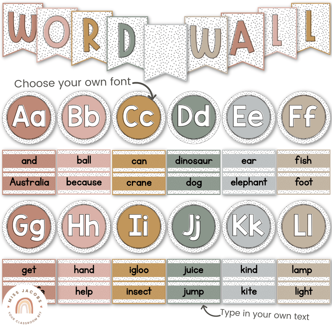 Alphabet Word Wall - Spotty Boho Classroom Decor