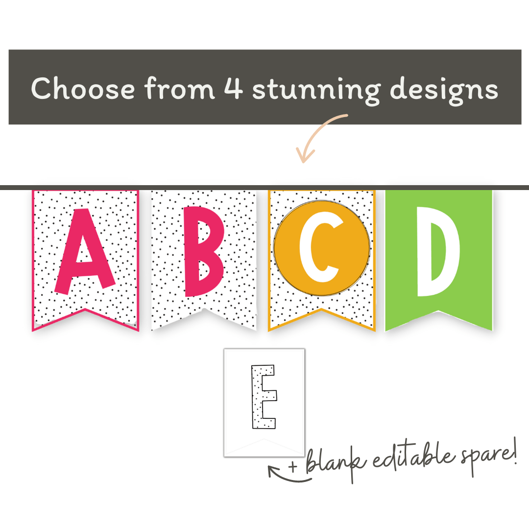 Bunting & Banners - Bulletin Board Letters - Spotty Bright - MJLL