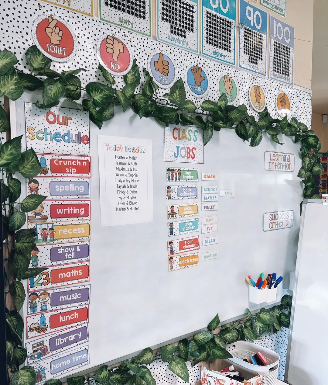 Classroom Job Chart - Spotty Bright Theme - Miss Jacobs