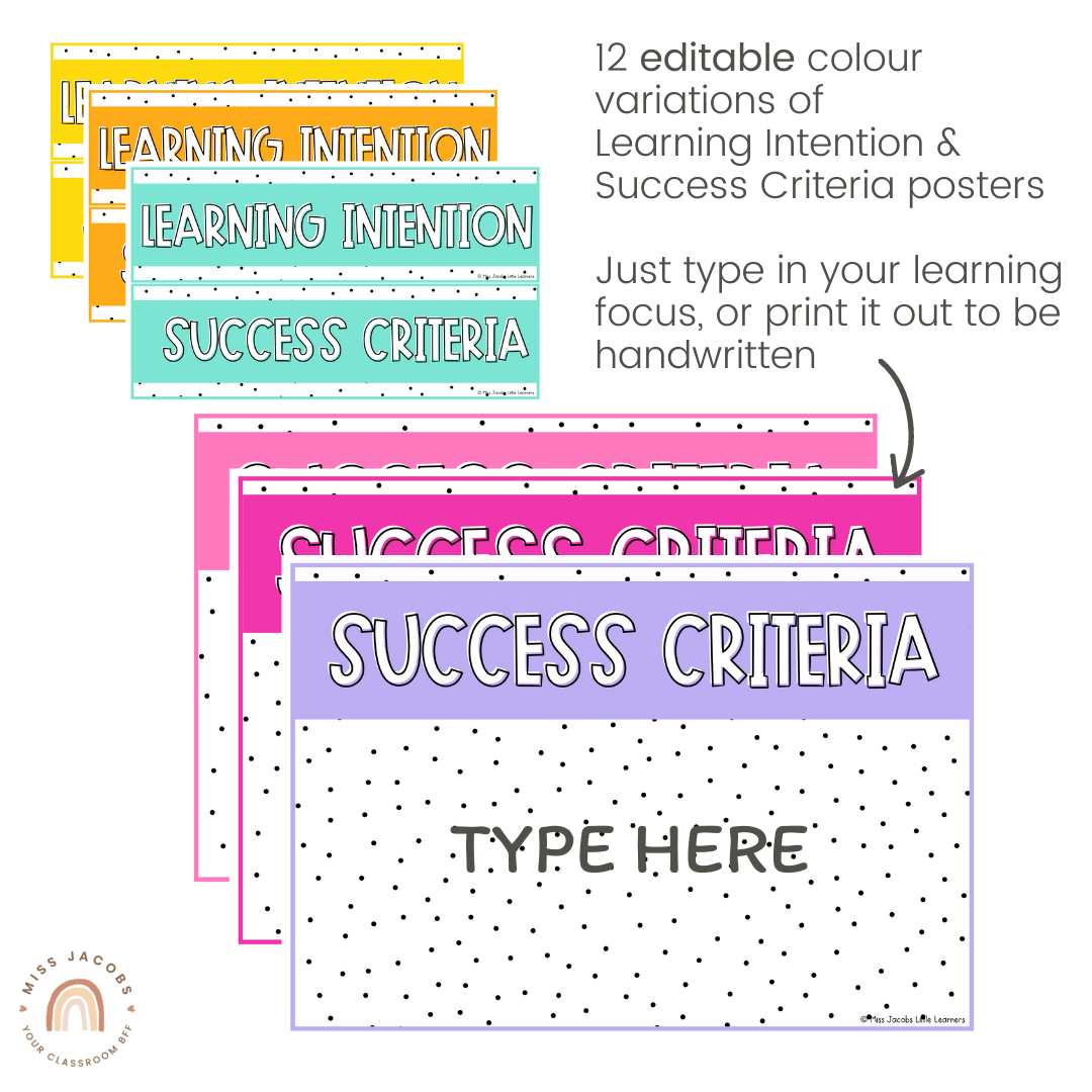 Learning Intentions - Miss Jacobs Little Learners