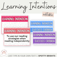 Learning Intention and Success Criteria Display - Spotty Bright - MJLL