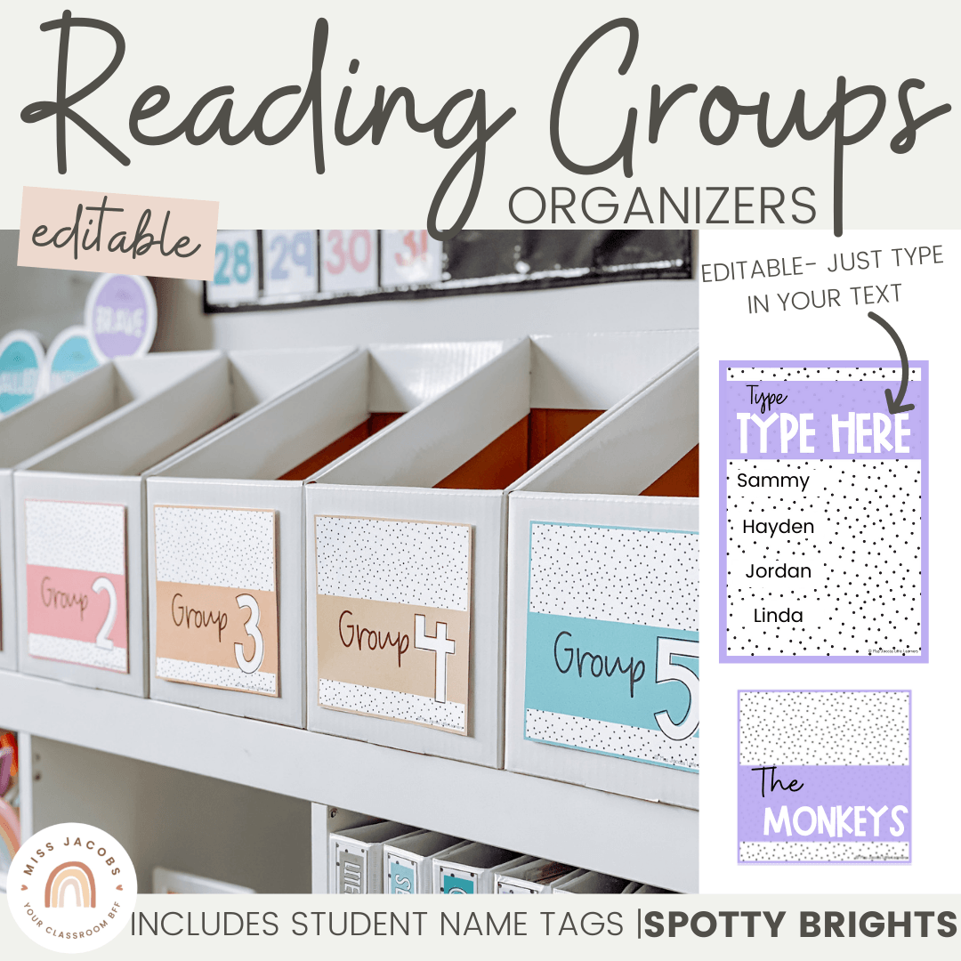 Reading Group Organizers & Labels - Spotty Bright Theme - MJLL