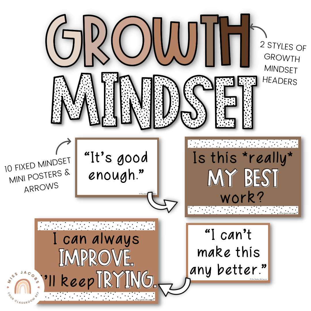 Spotty Neutrals Themed Growth Mindset Posters | Neutral Ombre Color Pa ...