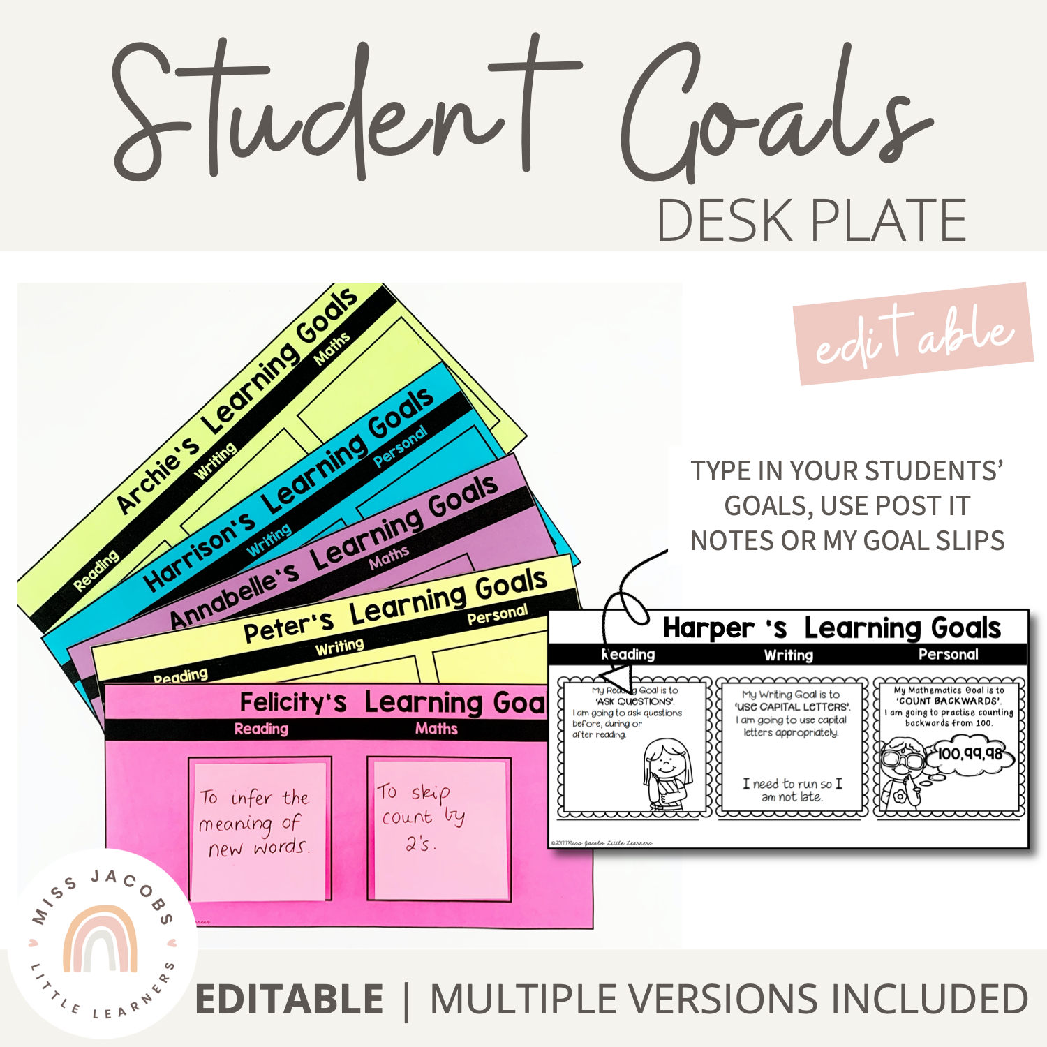 Student Student Goal Setting Template - Miss Jacobs Little Learners