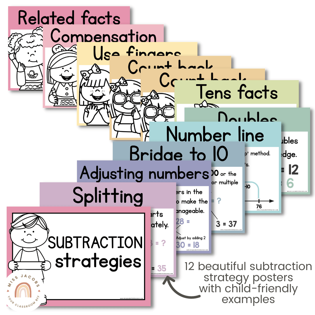 Subtraction Strategy Posters | PASTELS - Default Title - Miss Jacobs ...