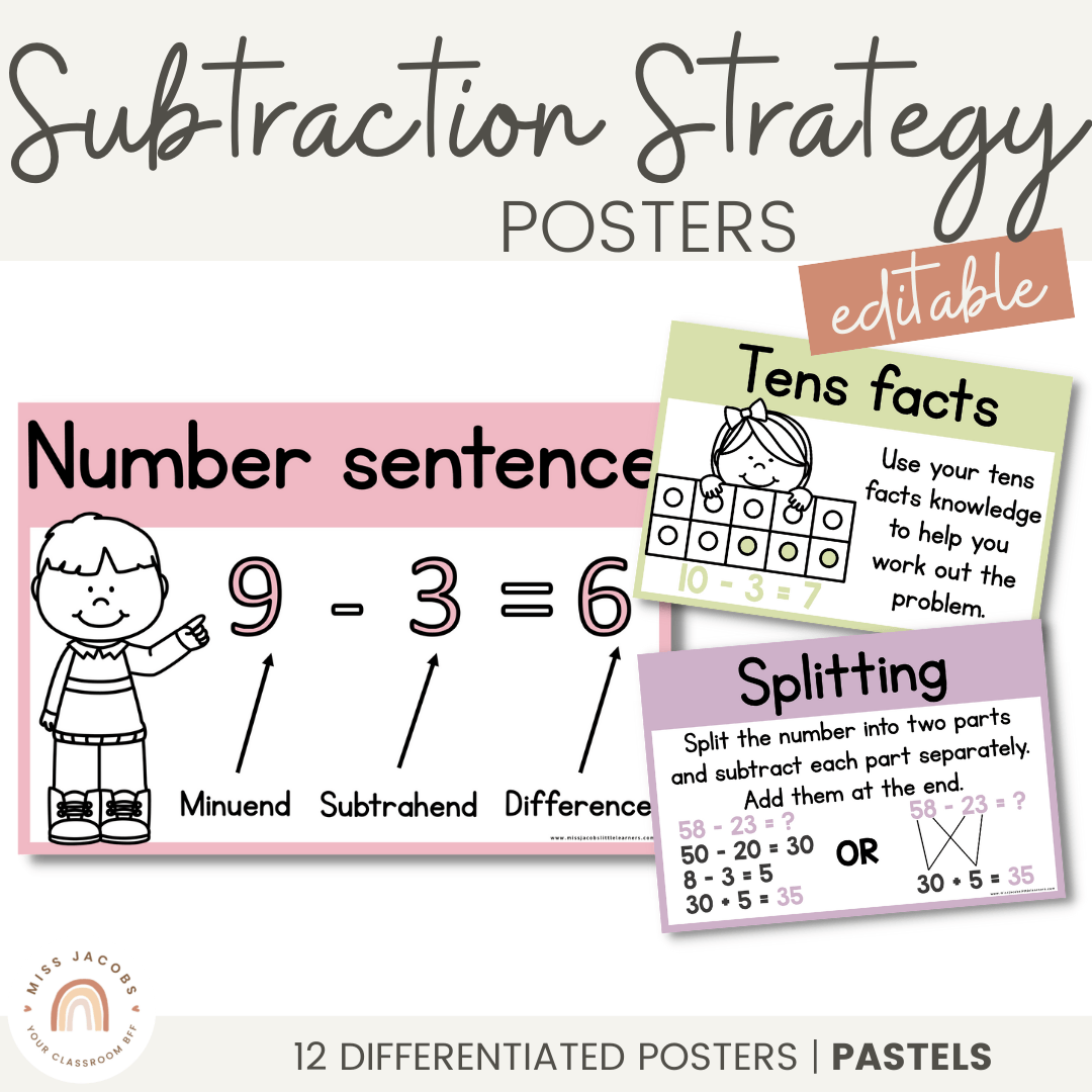 Subtraction Strategy Posters | PASTELS - Default Title - Miss Jacobs ...