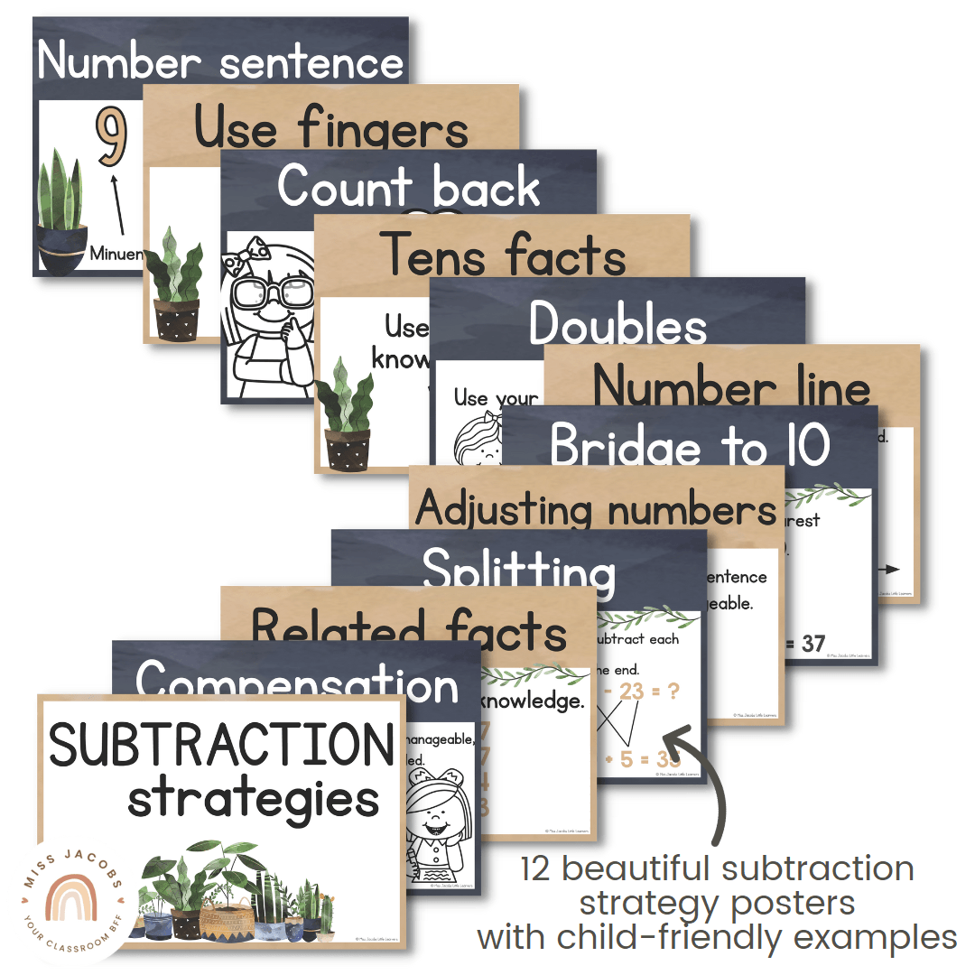 Subtraction Strategy Posters | Rustic BOHO PLANTS decor - Miss Jacobs ...