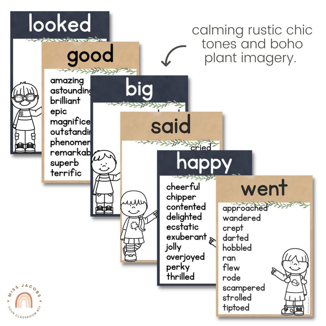 Synonym Posters | Rustic BOHO PLANTS decor - Miss Jacobs Little Learners