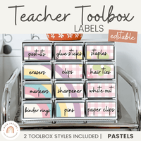 Teacher Toolbox Labels | Daisy Gingham Pastel Classroom Decor | Editab ...