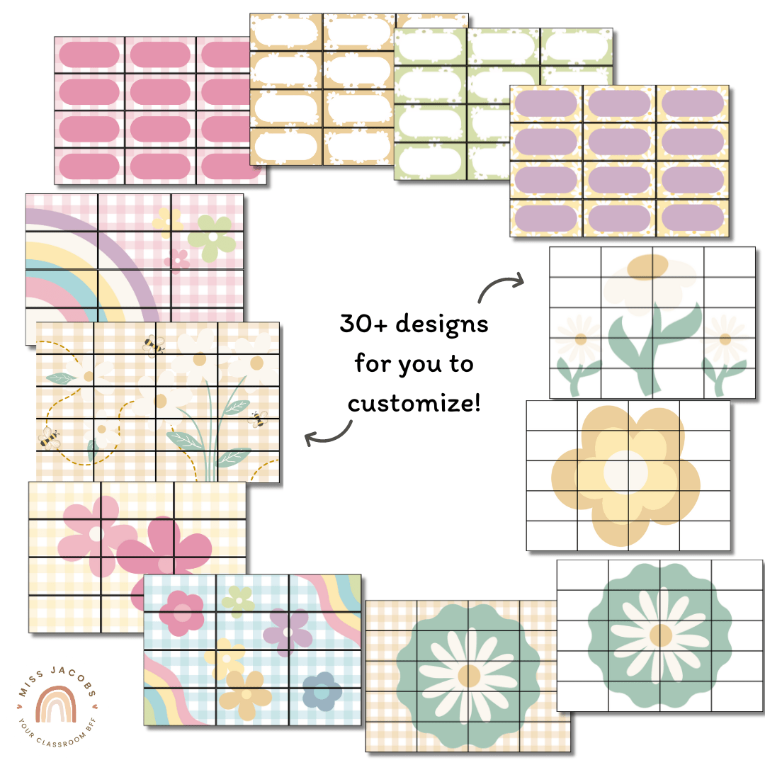 Teacher Toolbox Labels | Daisy Gingham Pastel Classroom Decor | Editab ...