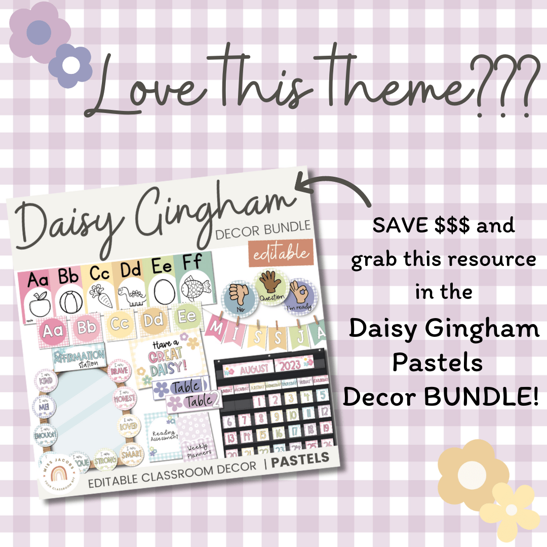 Teacher Toolbox Labels | Daisy Gingham Pastel Classroom Decor | Editab ...