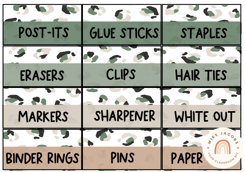 Teacher Toolbox Labels - Modern Jungle Classroom Decor